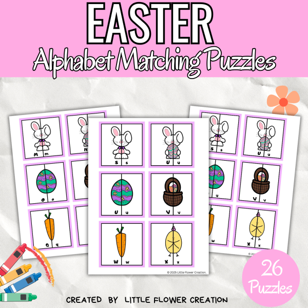 Easter Activities Alphabet Letter Matching Puzzles April Preschool ...
