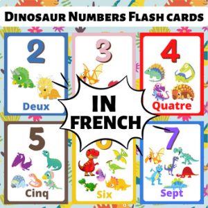 French Dinosaur Number Flash Cards 1–10 – 7 Printable Sets of Bilingual ...