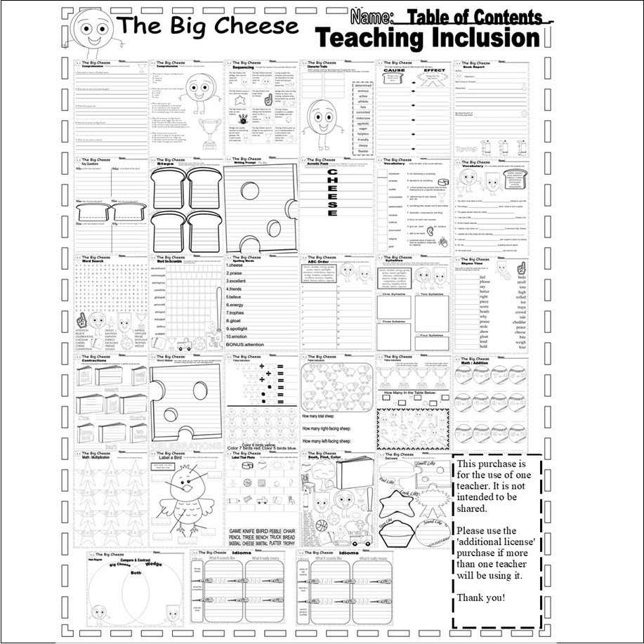 The Big Cheese Read Aloud Book Study Companion Reading Comprehension ...