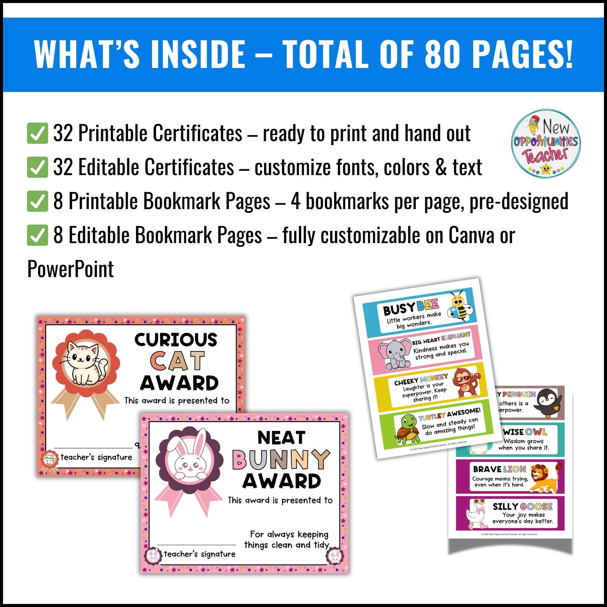 Cute Animal-Themed Silly End of Year Awards - Certificates, Matching ...