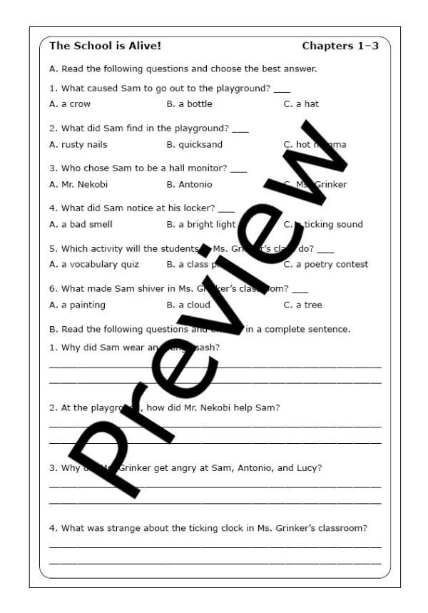 Eerie Elementary "The School is Alive!" (Book #1) worksheets | Made By ...