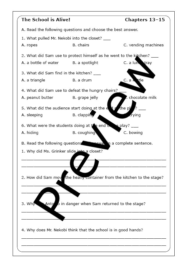Eerie Elementary "The School is Alive!" (Book #1) worksheets - Made By ...