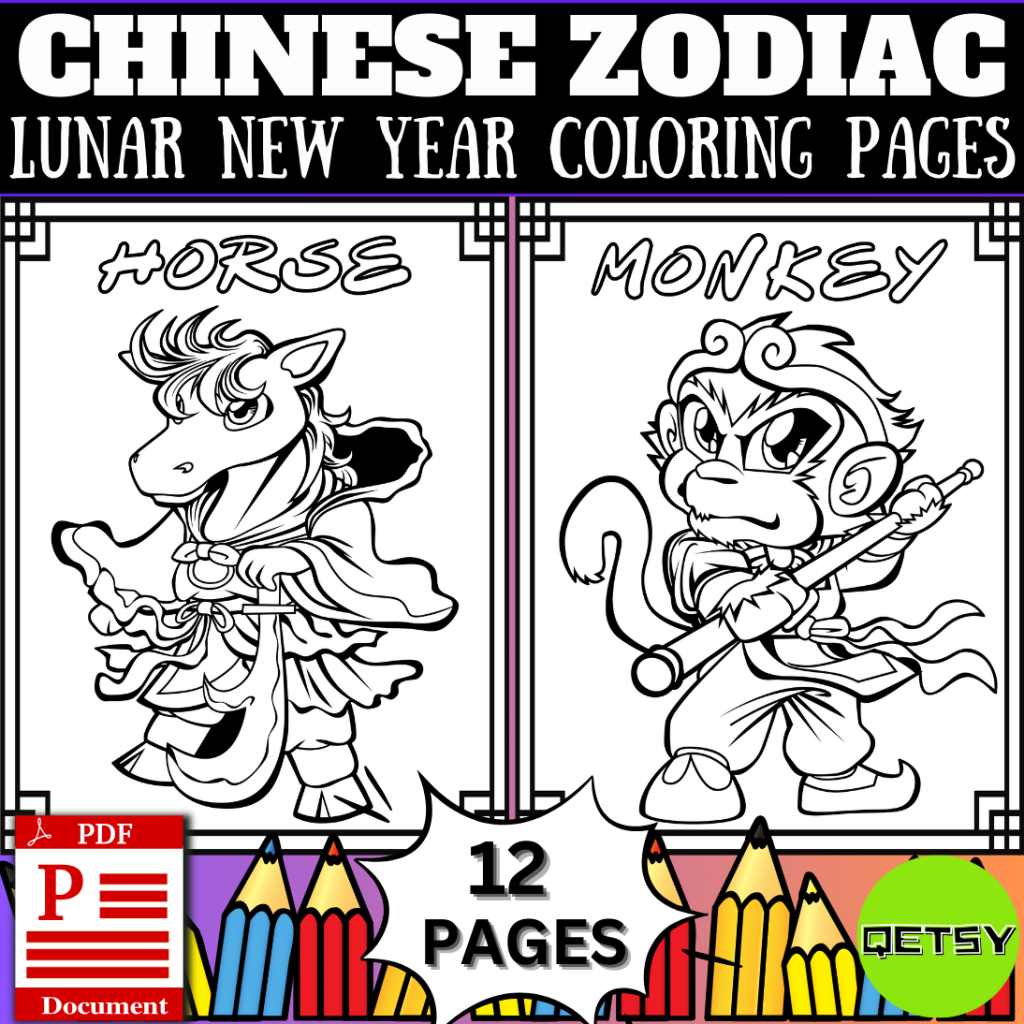 Chinese Zodiac Coloring Pages – Celebrating Lunar New Year Traditions ...