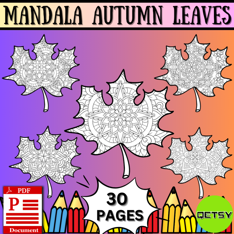 Mindfulness Autumn Leaf Mandala Coloring Pages | 30 Fall-Inspired ...