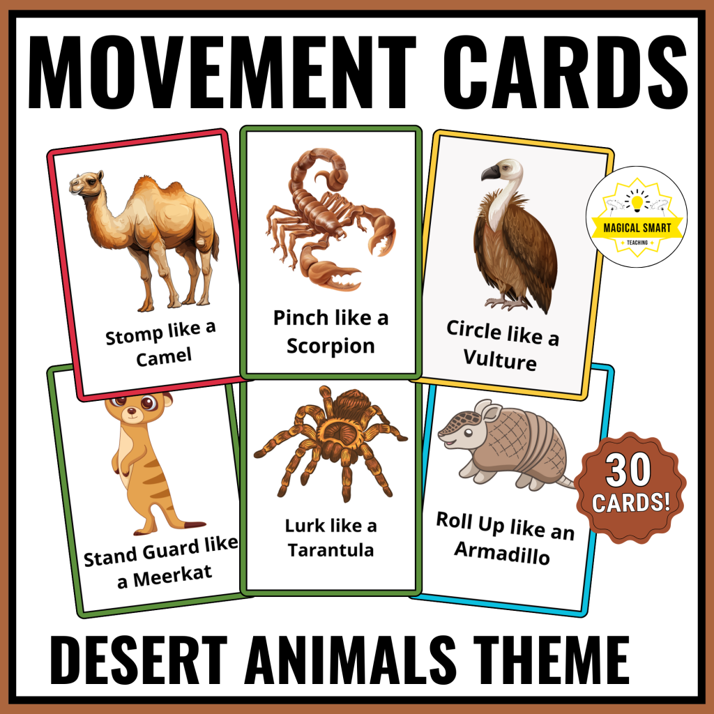 Desert Animals Movement Cards / Brain Break - Gross Motor - Transition ...