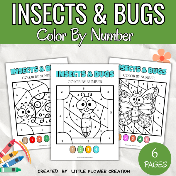Insects Bugs Spring Activities Color By Number Pages Pre-K Math ...