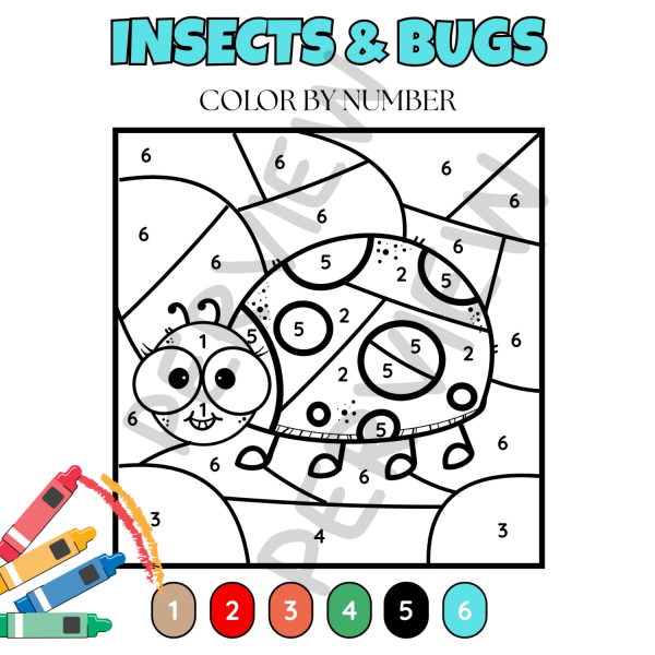 Insects Bugs Spring Activities Color By Number Pages Pre-K Math ...