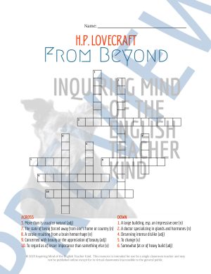 "From Beyond" by H.P. Lovecraft Quiz, Analysis Worksheet, and ...