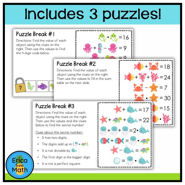 Math Logic Puzzle Activity for Brain Break (Ocean Theme) | Made By Teachers