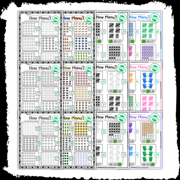 Set 1: How Many? 21–30 | Counting Objects, Ten Frames, Fingers, and ...