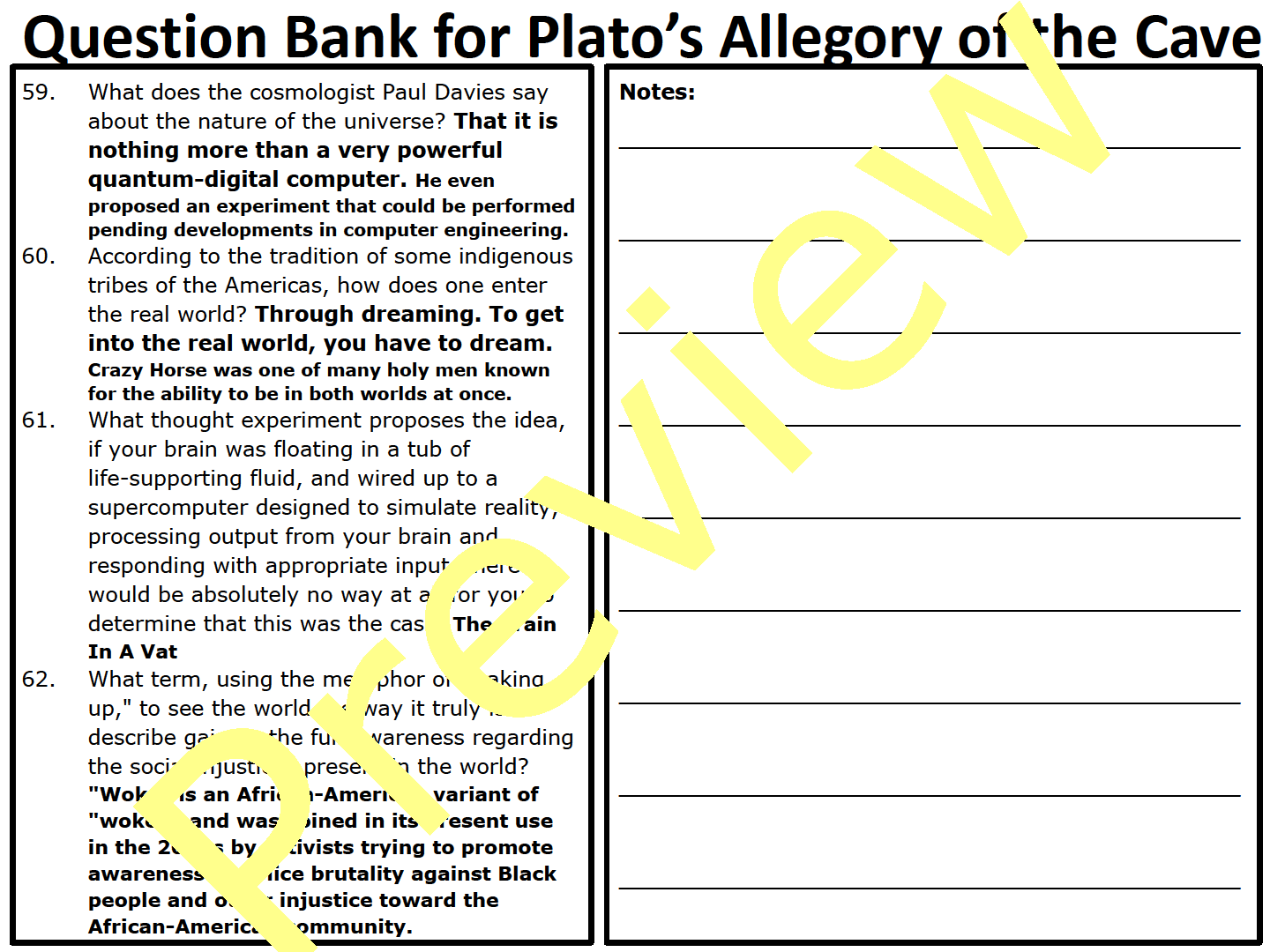 Interactive Plato's Cave Allegory | Quiz & Activity Pack Grades 7-12 ...