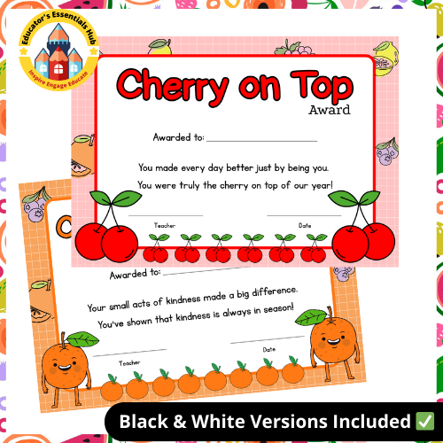 Editable End of Year Fruit Awards | Student Certificates | Printable ...
