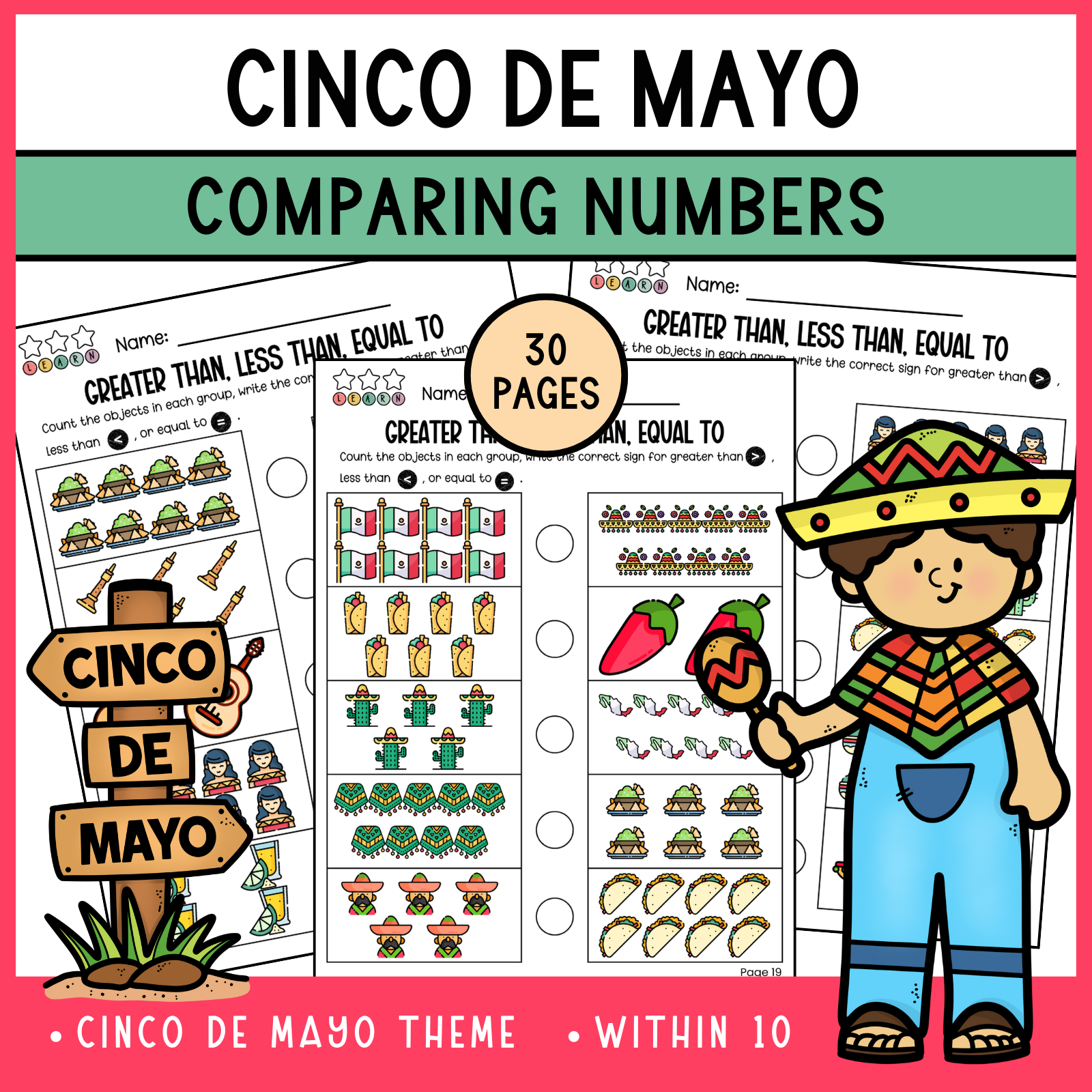 Cinco De Mayo Color by Numbers Addition & Subtraction Color by Number ...