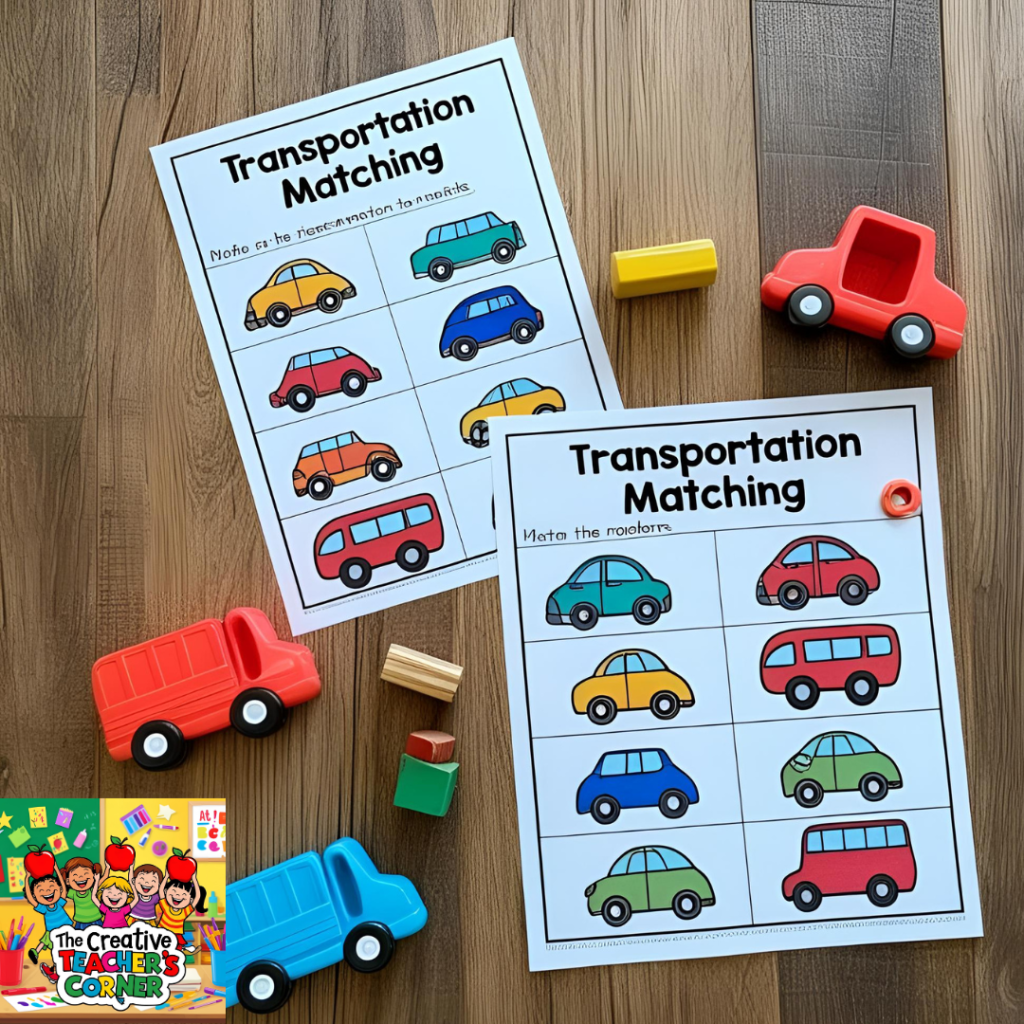 Transportation Matching Worksheets for Preschool – 17 Pages of Fun ...