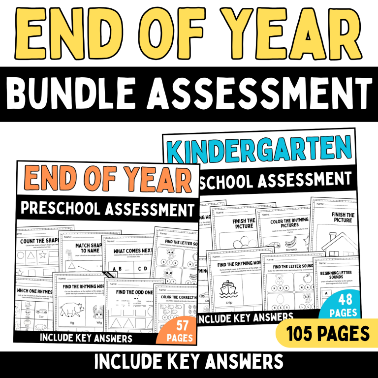 End of year kindergarten and Preschool assessment bundle | phonics ...