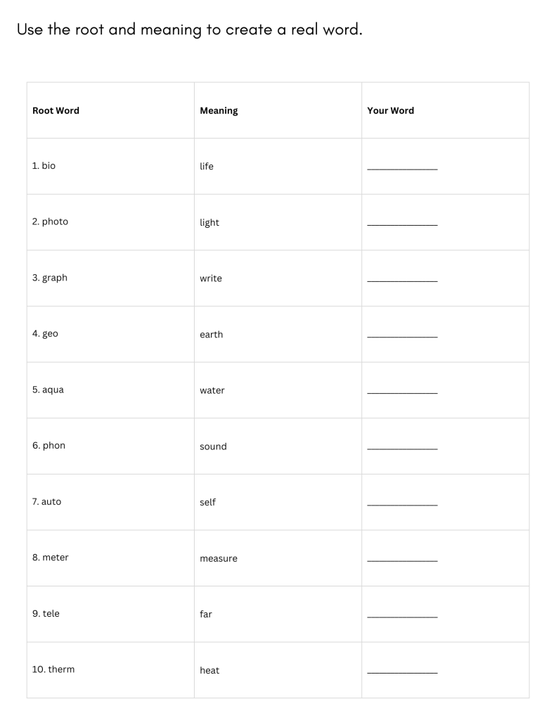 Root words latin and greek worksheet with answers | Made By Teachers