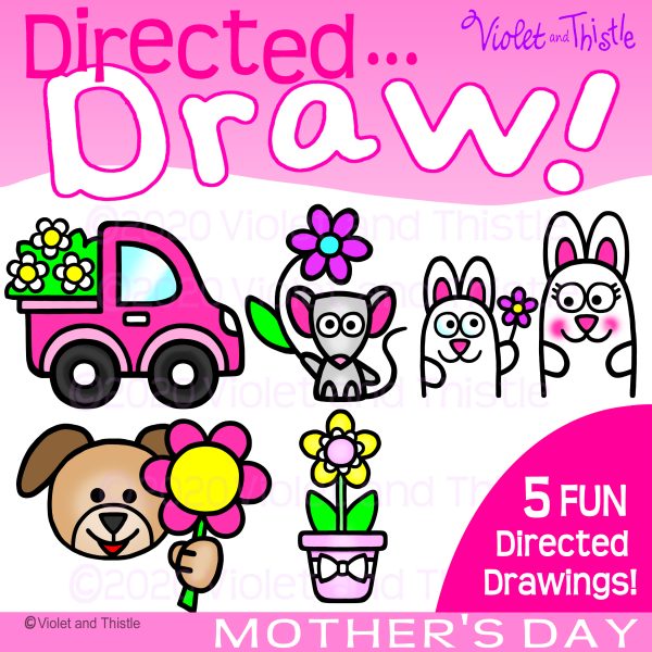 Directed Drawing Mother Day Flower Bunny Spring Mom Writing Learn How ...