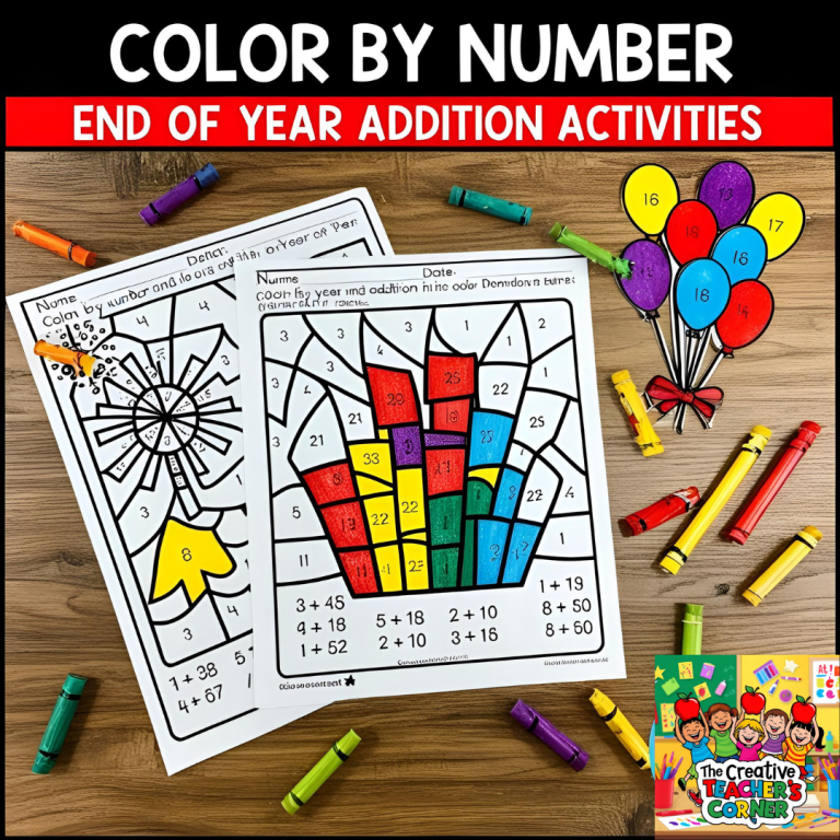 End of Year 2025 Additions Colors By Numbers Fun Math Practice for Kids ...