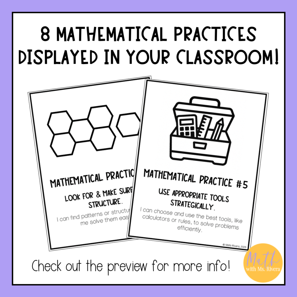 8 Mathematical Practices Posters with I Can Statements | Math Standards ...