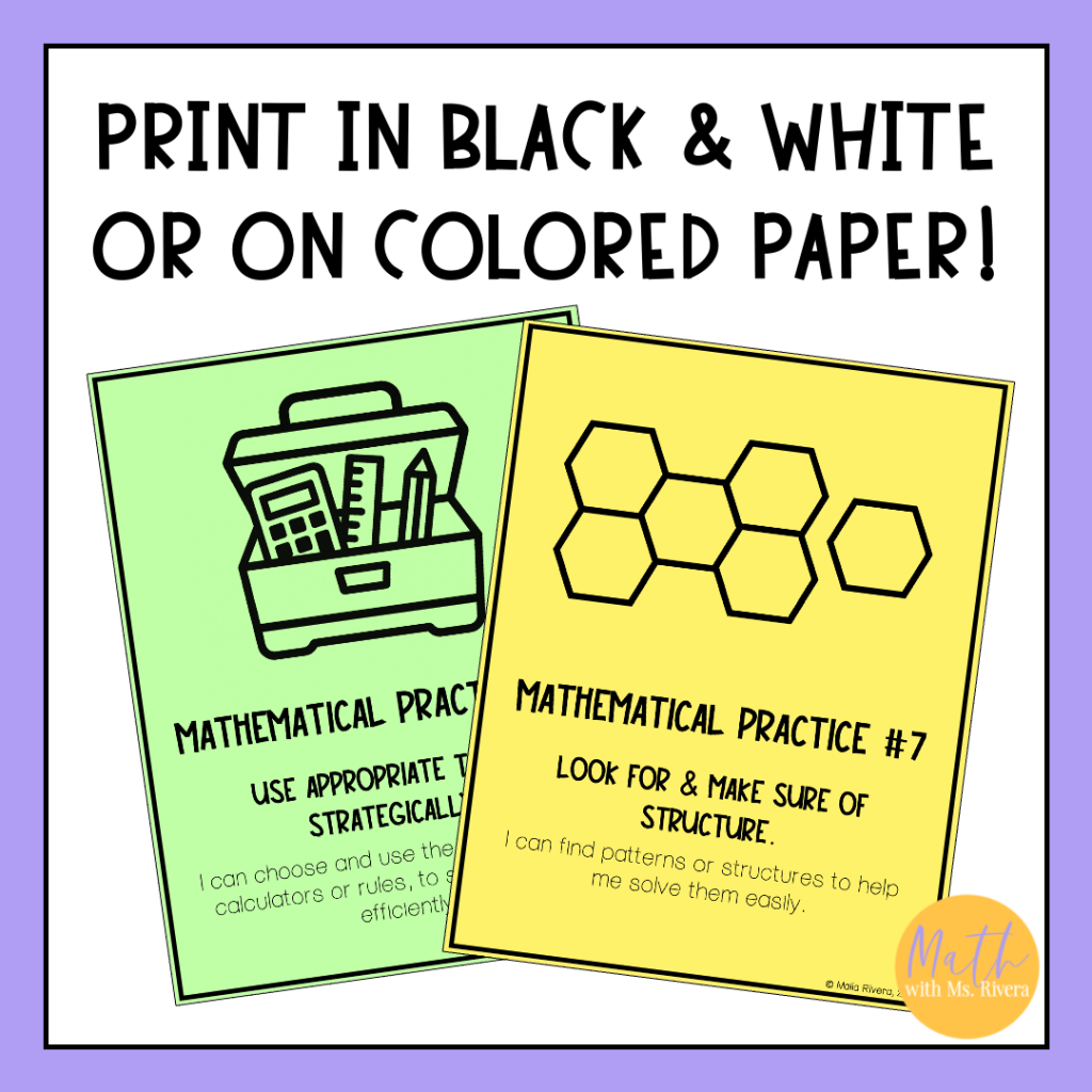 8 Mathematical Practices Posters with I Can Statements | Math Standards ...