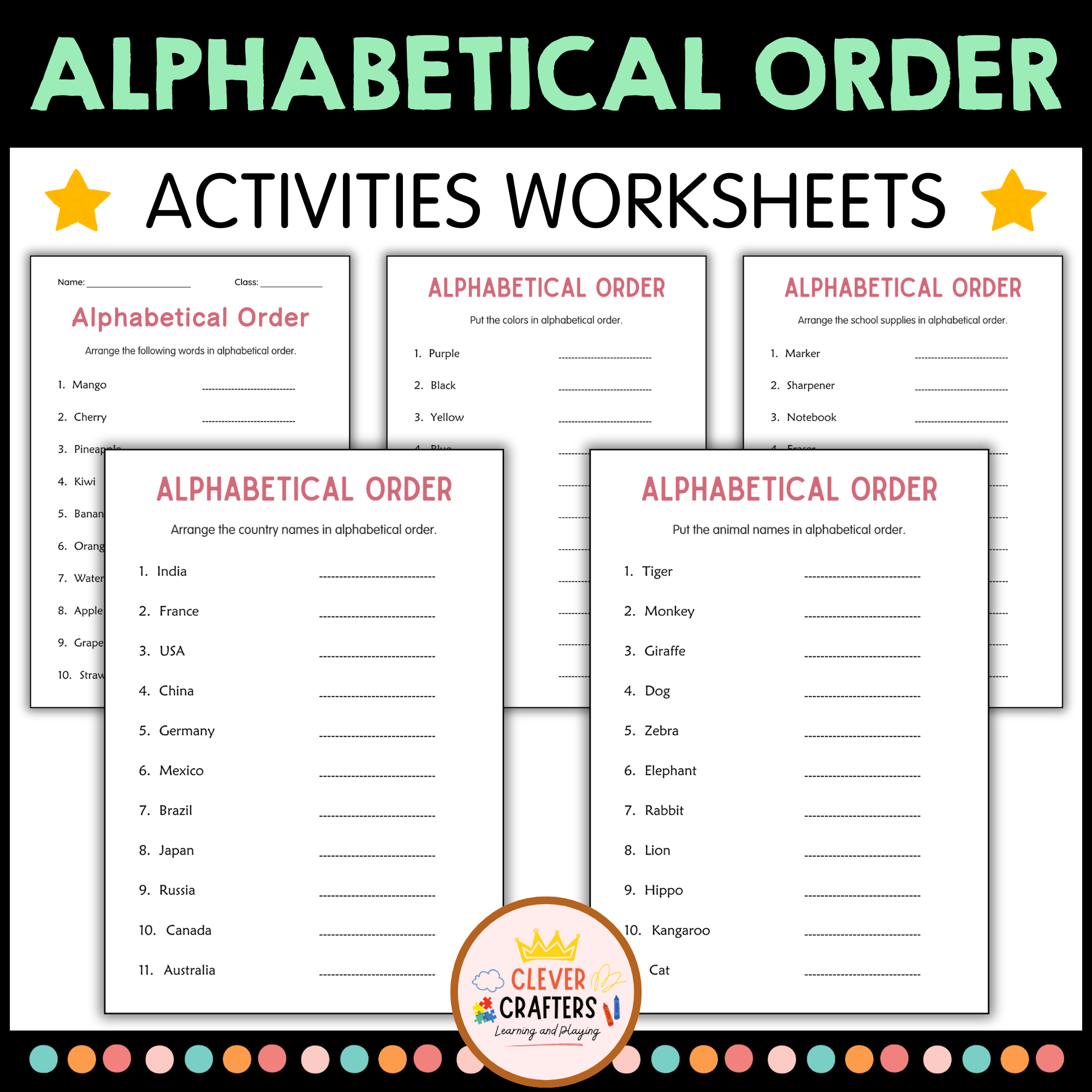 11 Engaging Themed Worksheets for ABC Practice - Alphabetical Order ...