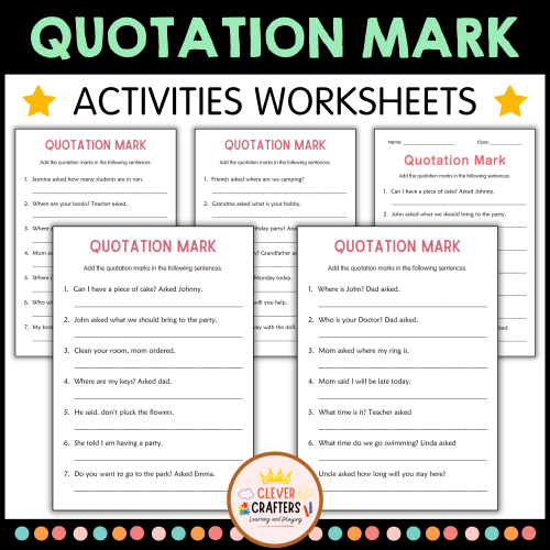 Printable Quotation Marks Grammer Activity Worksheets for Grade 2, 3, 4 ...
