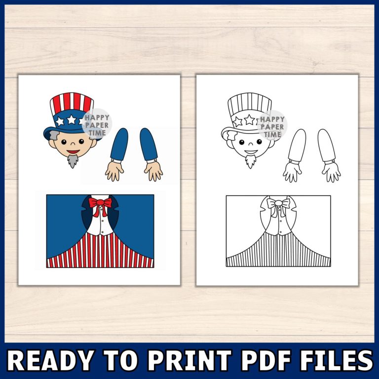 Uncle Sam toilet paper craft Printable 4th of July Coloring Activity ...