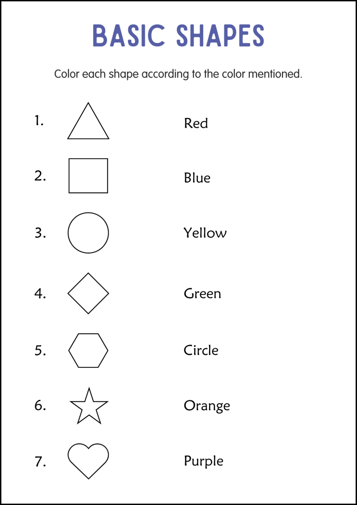 Printable Basic Shapes Matching and Tracing Worksheets for Grade 1, 2 ...