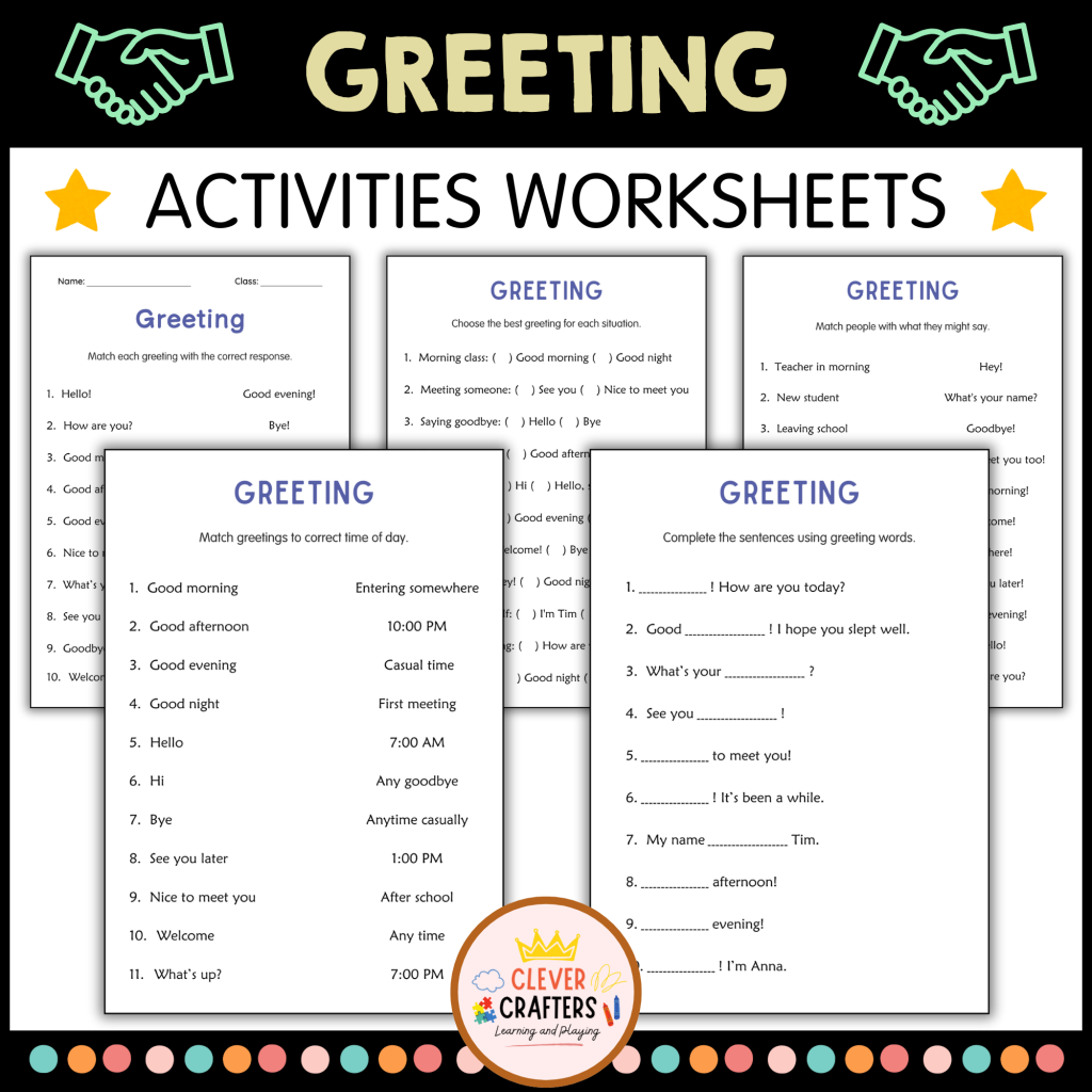Printable Greeting and Introductions Conversation Activity Worksheets ...