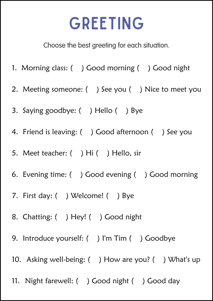 Printable Greeting and Introductions Conversation Activity Worksheets ...