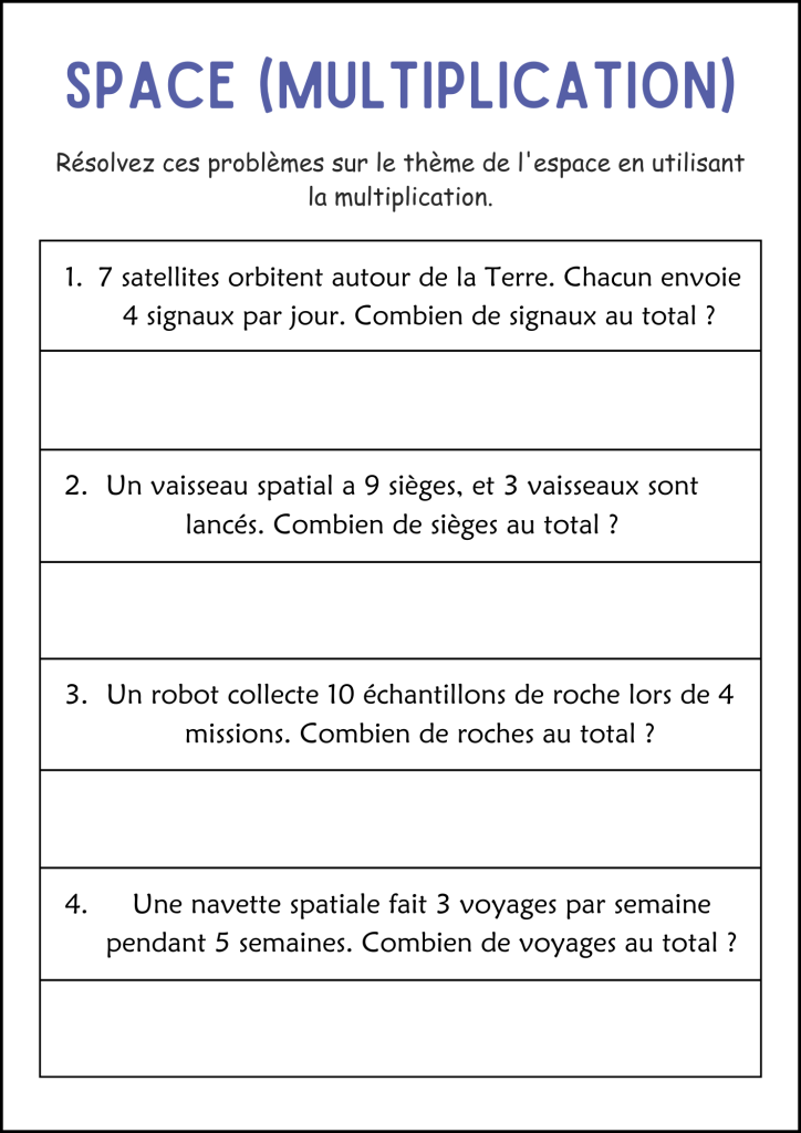 Division and Multiplication Word Problems Math Worksheets in French for ...