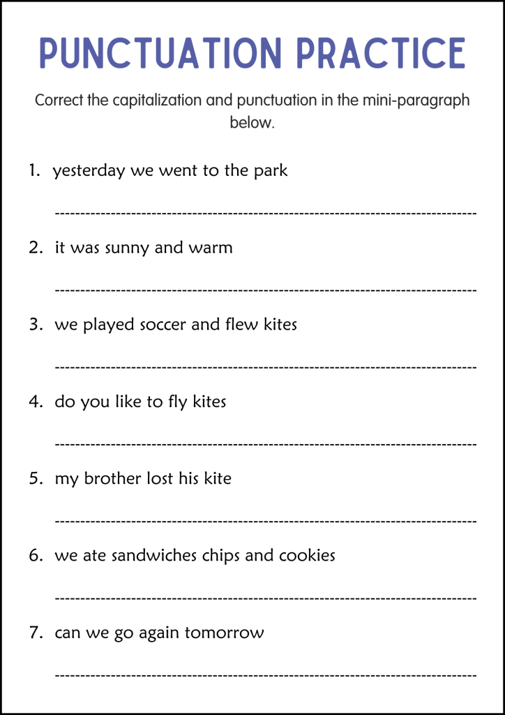 Punctuation Practice Worksheets - Periods, Question Marks, Exclamation ...