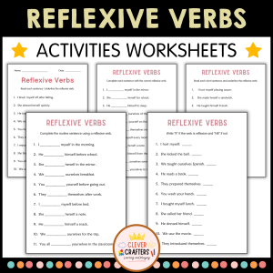 Printable Reflexive Verbs Practice Grammar Worksheets for Grade 2, 3, 4 ...