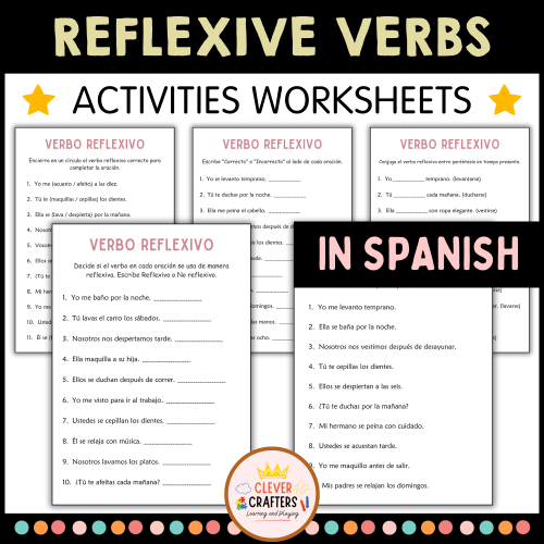 Spanish Reflexive Verbs Practice Worksheets - Los Verbos Reflexivos ...