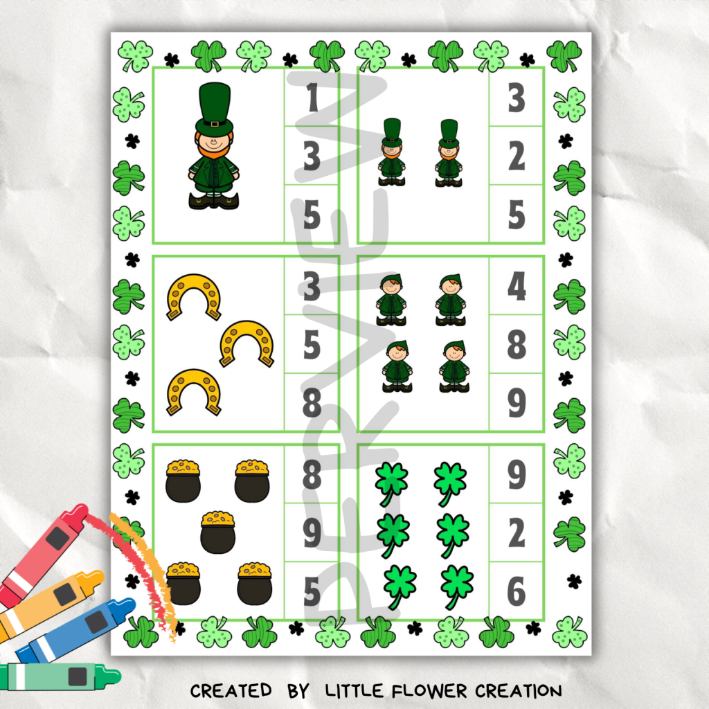 St. Patrick March Preschool -K -Math Center Activity -Count The Room ...