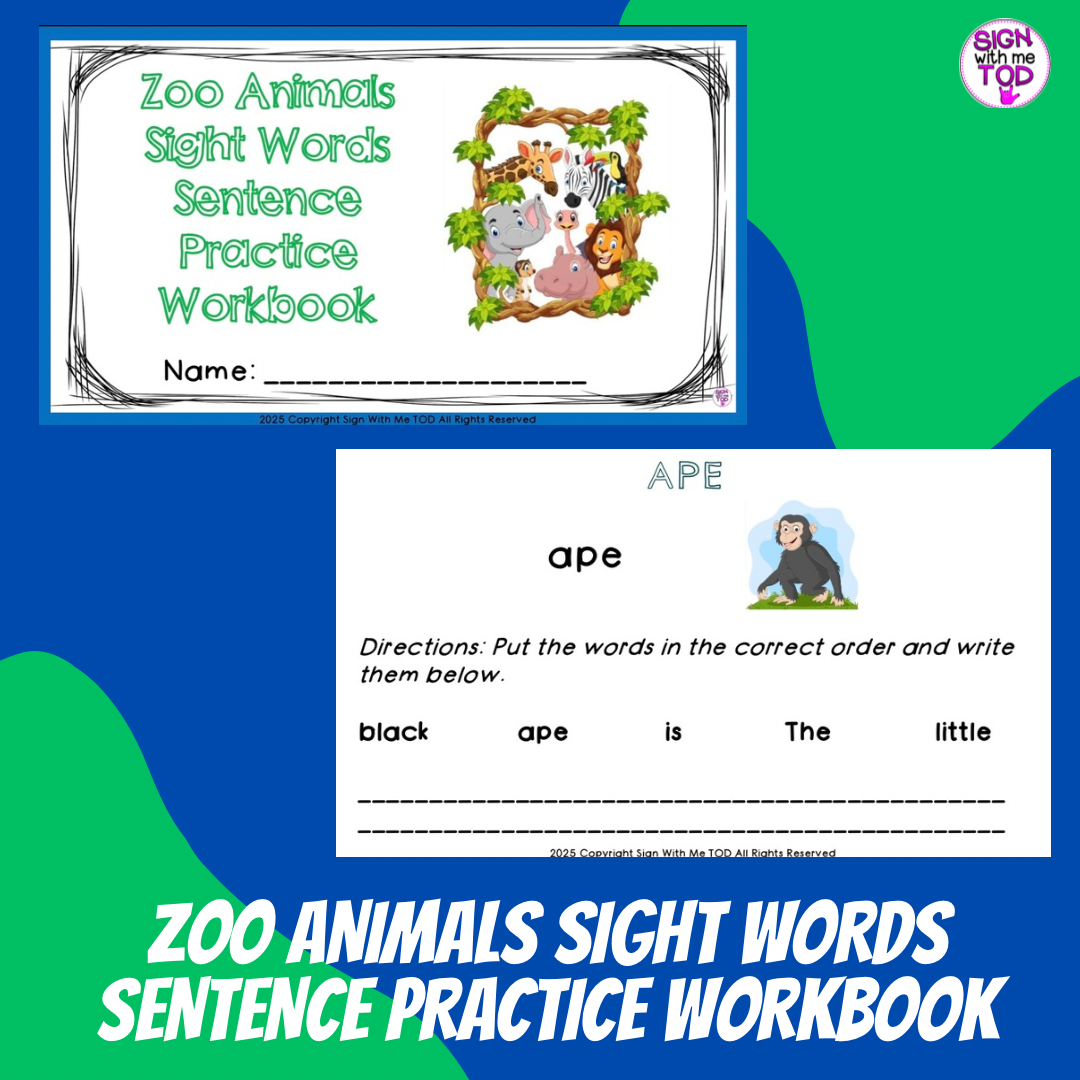Deaf Education ASL and English Word Families (et) Vocabulary Workbook ...