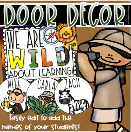 Back to School Door Decorations Bulletin Board Wild Jungle Safari Theme ...