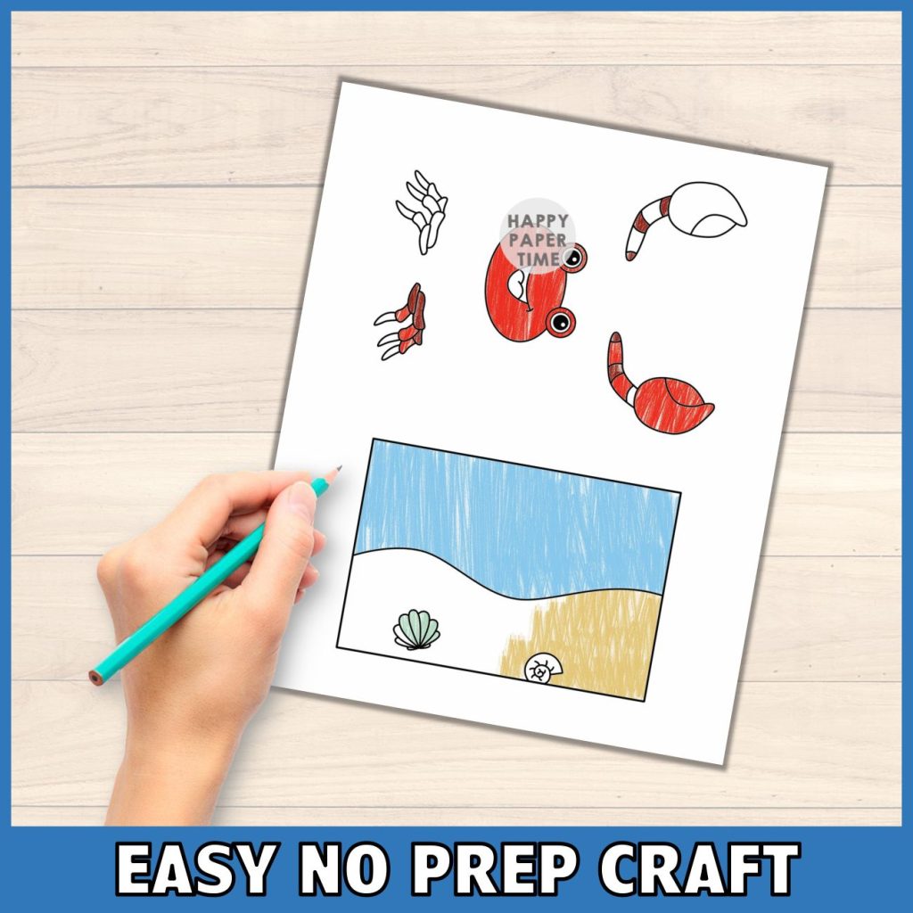 Crab toilet paper roll craft Printable Ocean Sea Animal Summer Coloring ...