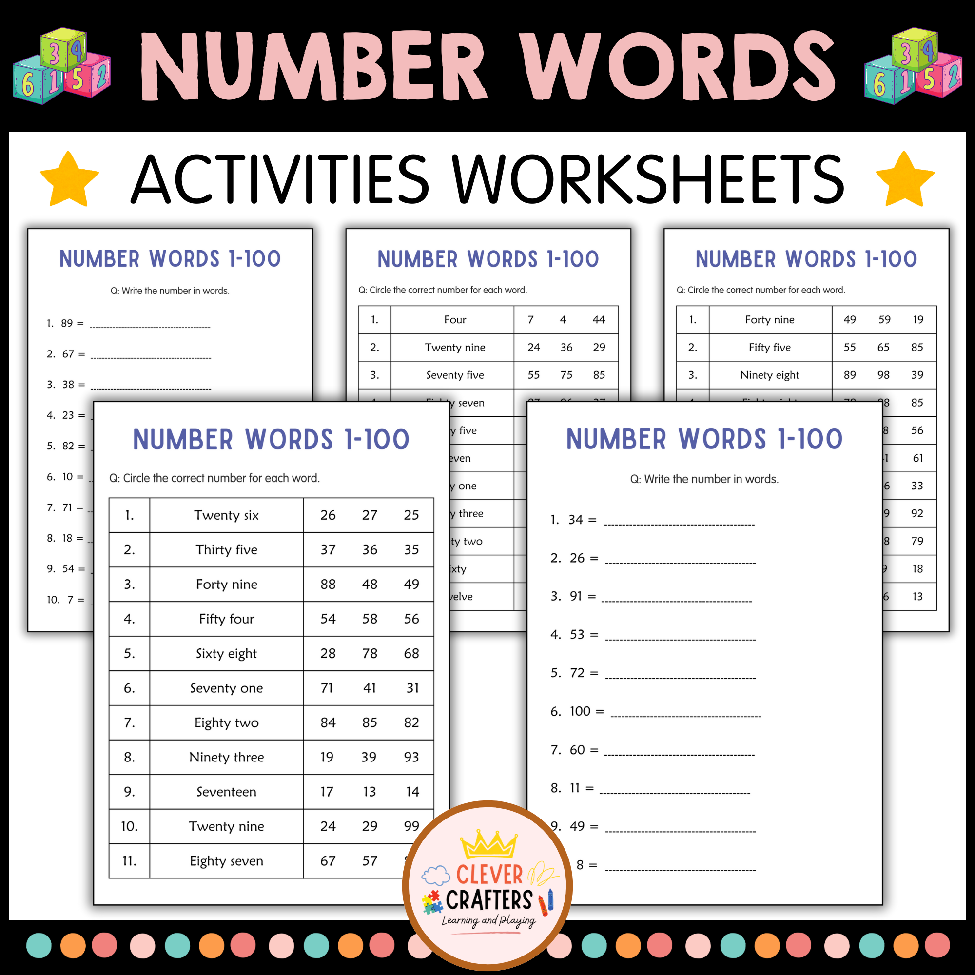 Numbers To 100 In Words Worksheets