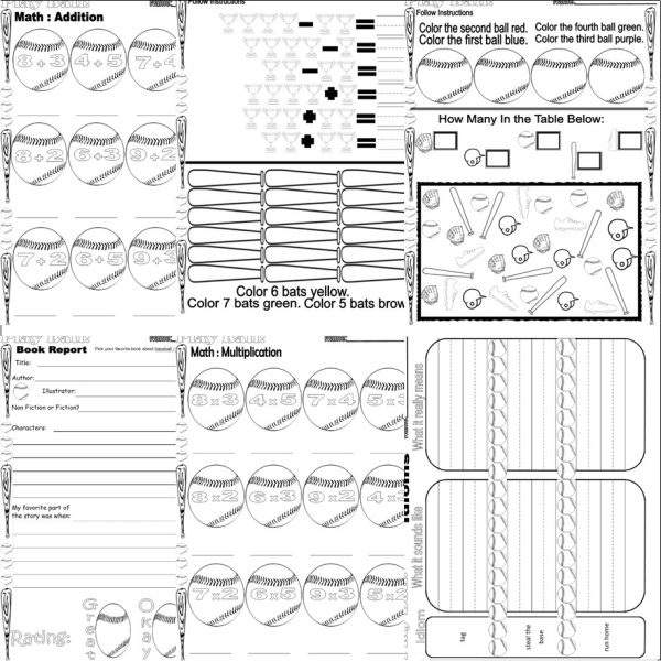 All About Baseball Theme Activities Worksheets Summer ELA Math ...