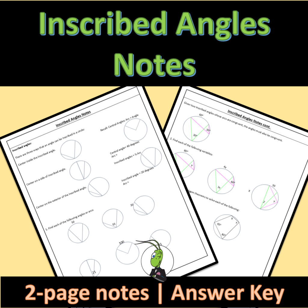 Inscribed Angles in Circles Geometry Guided Notes Circles Unit | Made ...