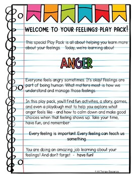 ANGER MANAGEMENT WORKSHEETS - FEELINGS PLAY PACK Impulse Control ...