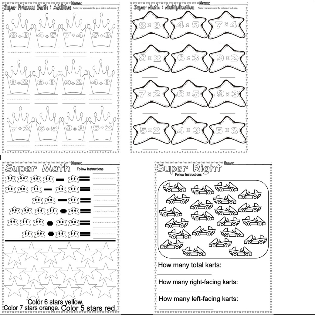 Super Gamer Mario Math Practice Telling Time Addition Multiplication ...