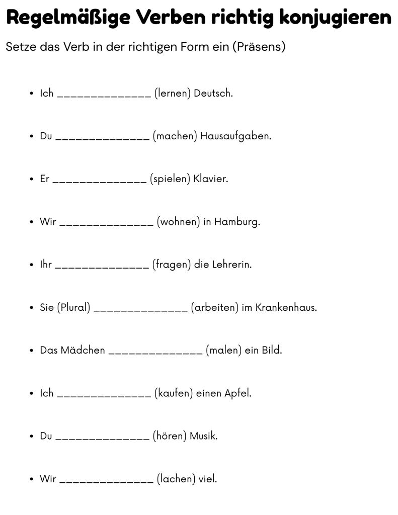 Regelmäßige Verben richtig konjugieren - german regular verb ...