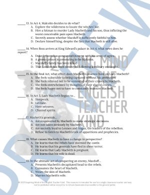 Macbeth Summative Test and Answer Key | Made By Teachers