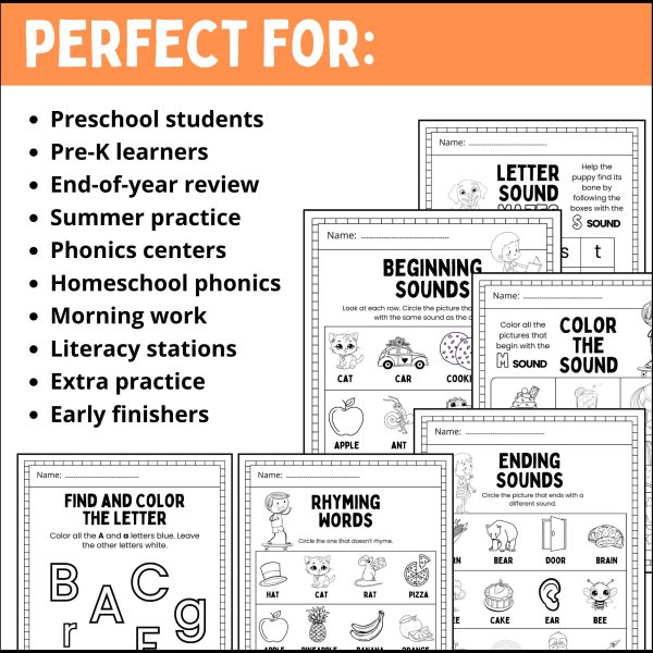 Preschool End of Year Phonics Review| Jolly Summer Rhyming & Color by ...