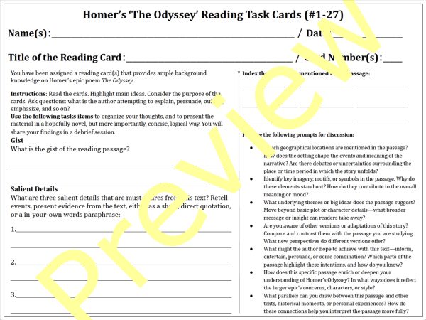 Homer's Odyssey | Greek Epic & Mythology Unit MS & High School 8-12 ELA ...