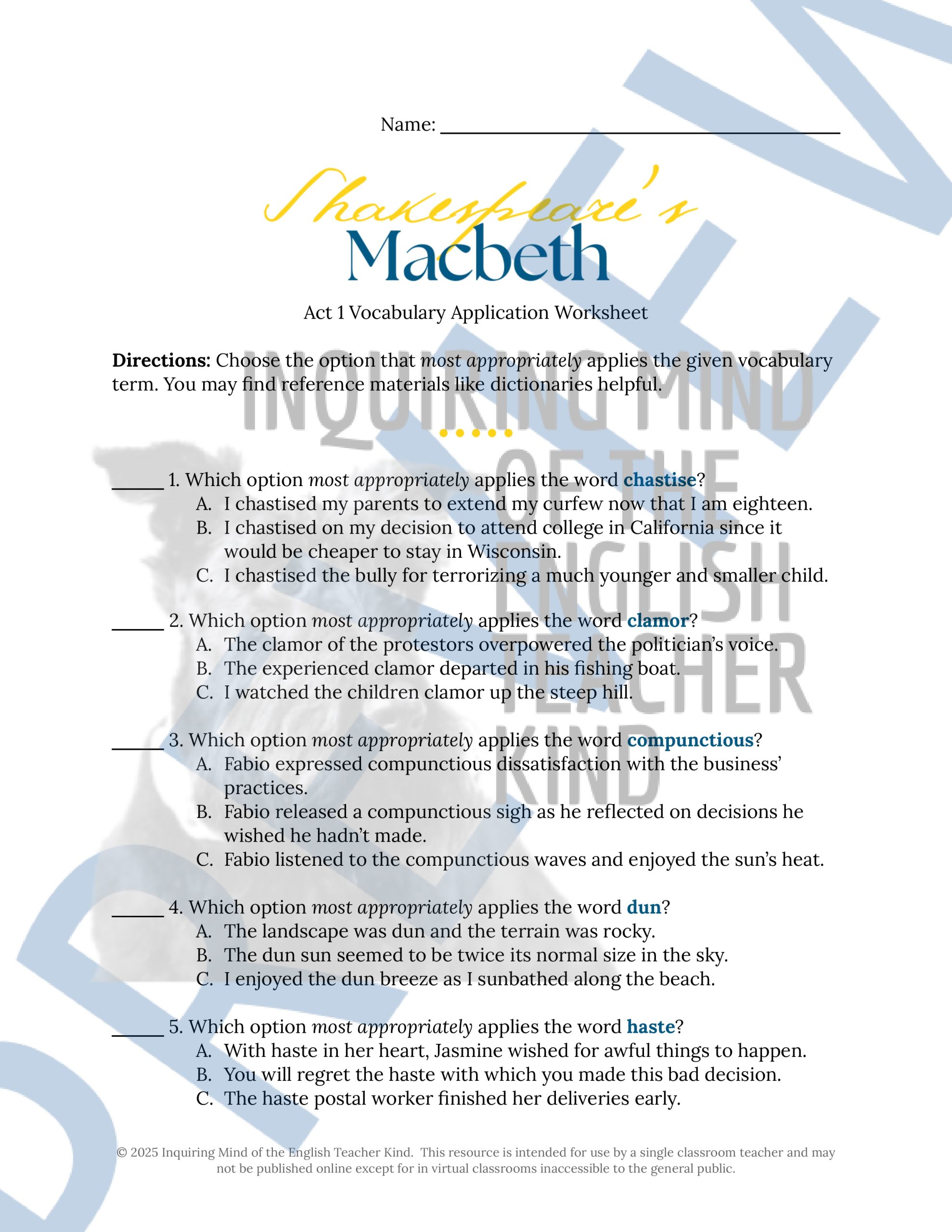Macbeth Quizzes, Close Reading Activities, Vocabulary Games, Test, and ...