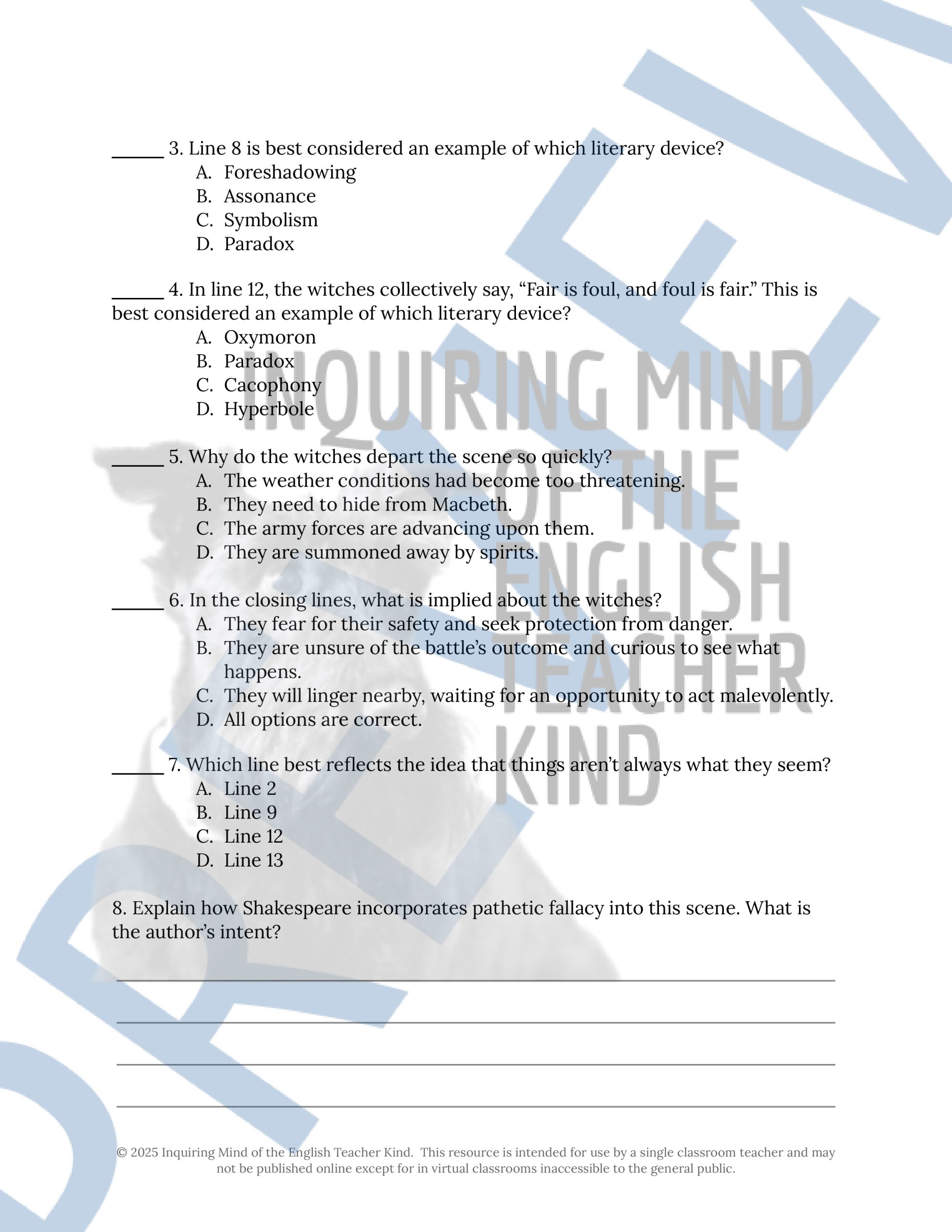 Macbeth Quizzes, Close Reading Activities, Vocabulary Games, Test, and ...