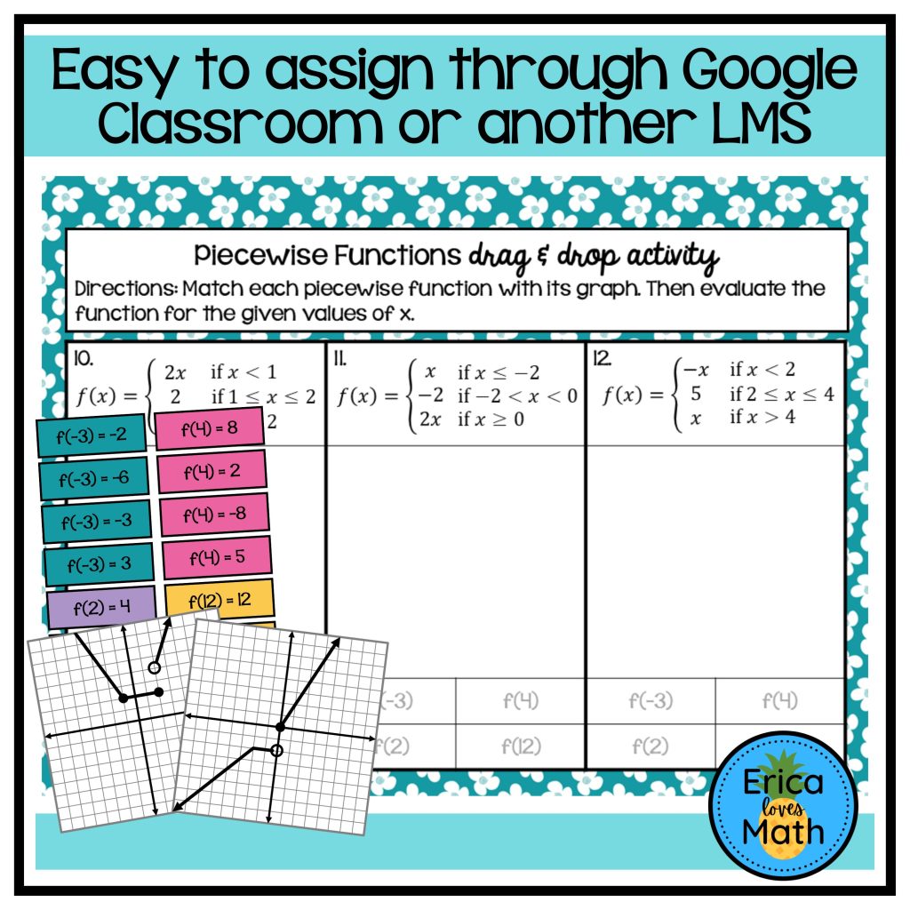 Graphing & Evaluating Piecewise Functions Digital Drag & Drop Activity ...